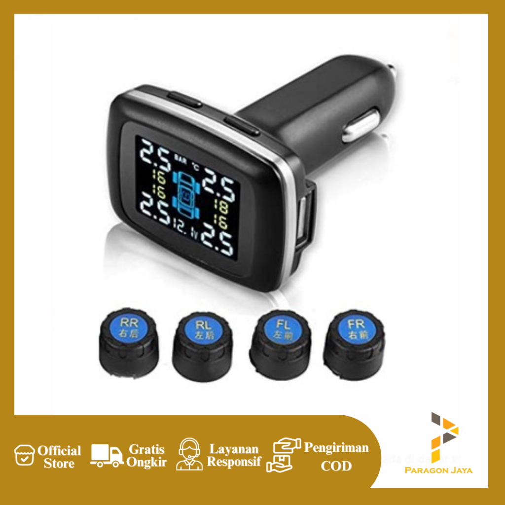 Jual Solar TPMS + USB Charger Pengukur Tekanan Angin Ban Mobil C100 | Shopee Indonesia