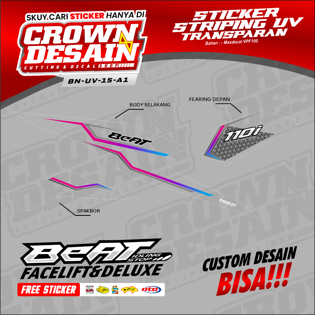 Jual Striping UV Beat New / Beat Deluxe Variasi Rainbow- Striping Lis ...