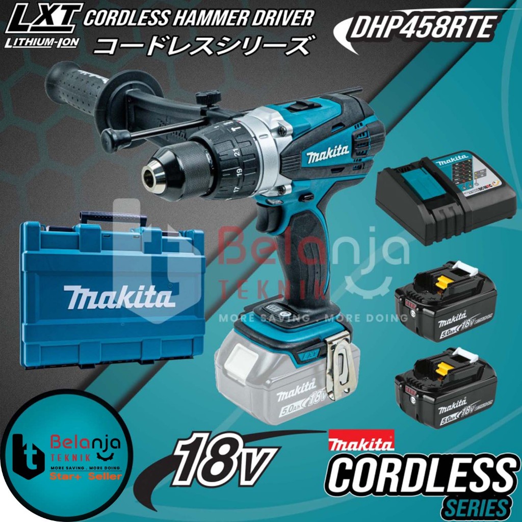 Jual Makita Mesin Bor Cordless DHP 458 RTE 18 Volt Hammer Driver ...