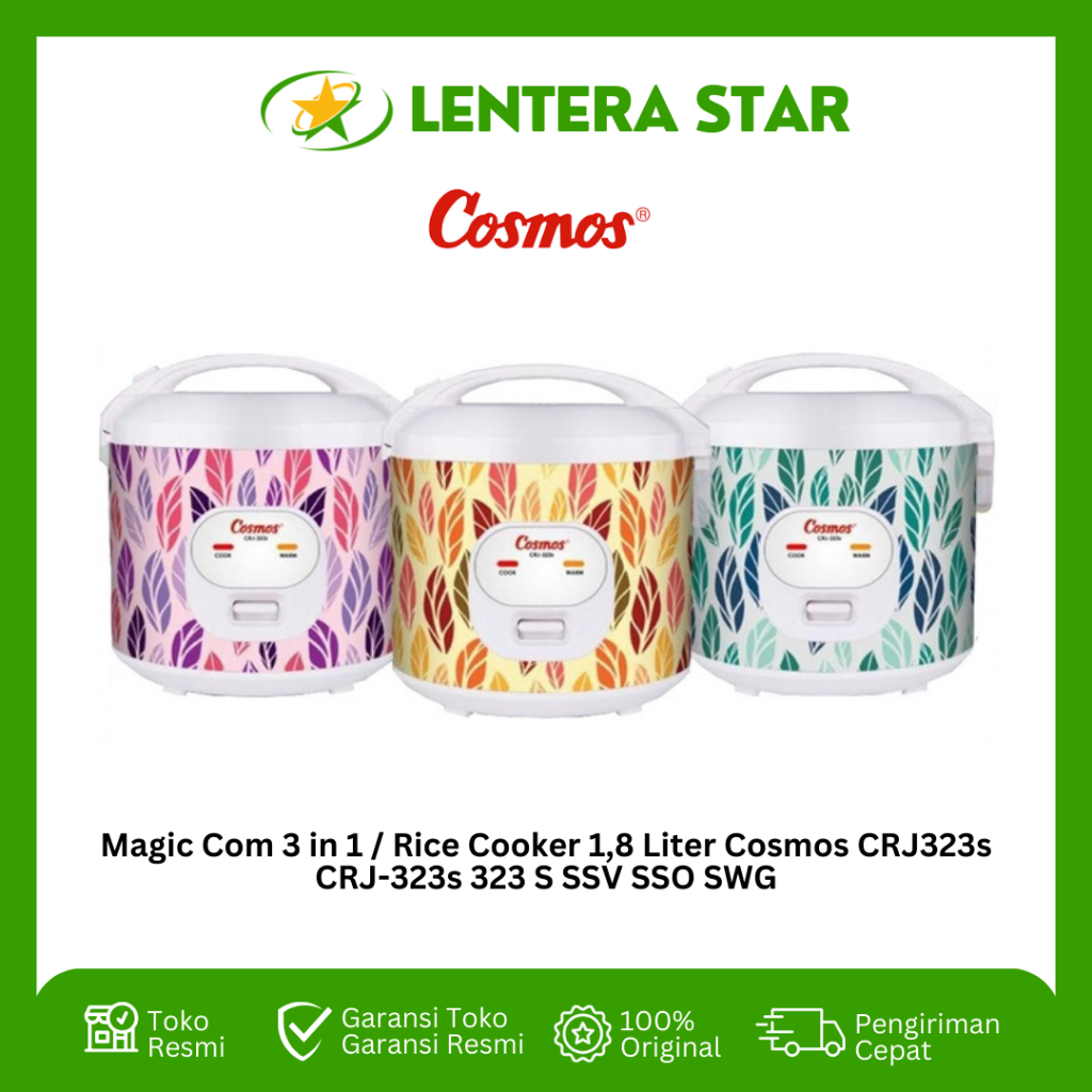 Jual Magic Com 3 in 1 / Rice Cooker 1,8 Liter Cosmos CRJ323s CRJ-323s ...