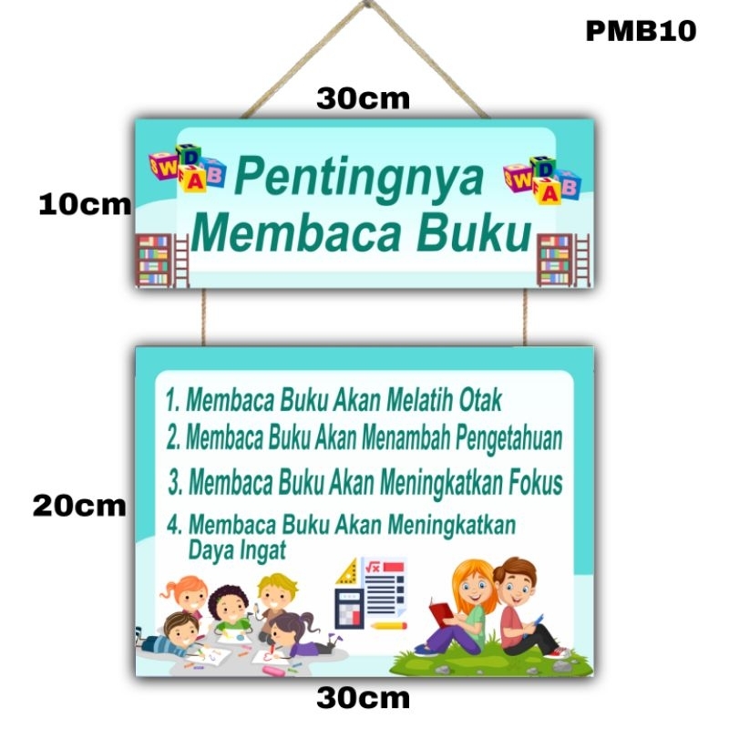 Jual COD ☑️ Hiasan dinding PENTINGNYA MEMBACA BUKU 2 susun BIG SIZE gantungan dinding sekolah ...