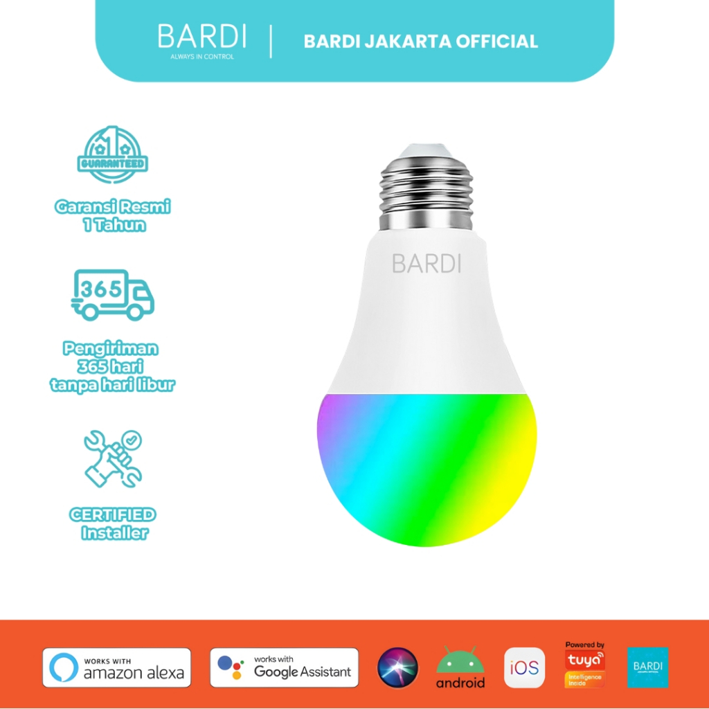 Jual BARDI Smart Lampu RGB WW 9W 9 Watt LED Light Bulb Smart Lamp ...