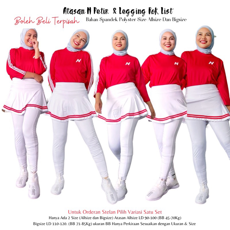 Jual Mix Atasan Baju Senam N Petir Merah Lis Putih dan Legging Rok ...