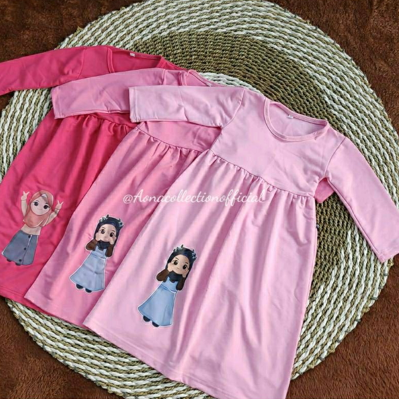 Jual MURAH Gamis Anak 1-6 Tahun Sablon Muslimah DTF bahan Baby Terry ...