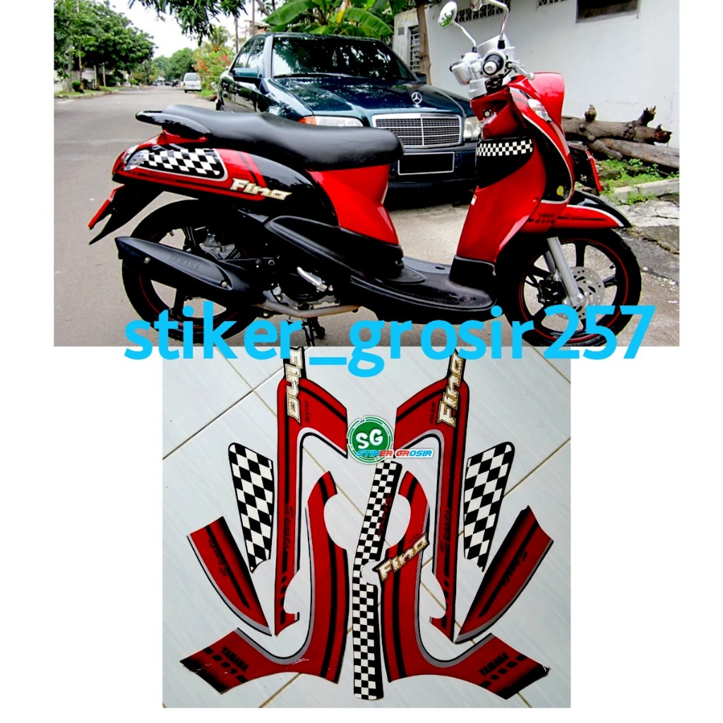 Jual STIKER STRIPING LIS BODY MOTOR YAMAHA FINO KARBU 2011 2012 HITAM ...