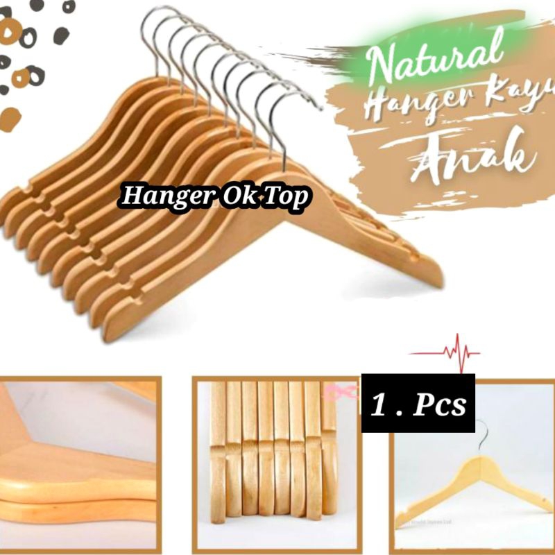 Jual Hanger Kayu Anak Wood Natural ( 1 Pcs ) | Shopee Indonesia