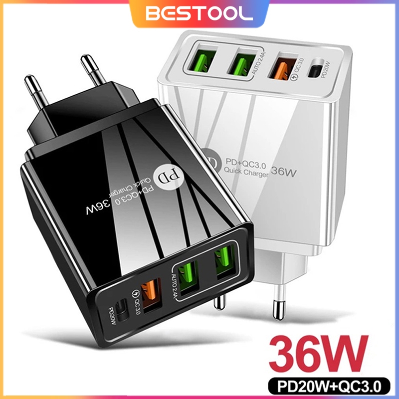 Jual BESTOOL 36W Fast Kepala Charger Quick Charge PD 20W+QC3.0 +2.4A ...