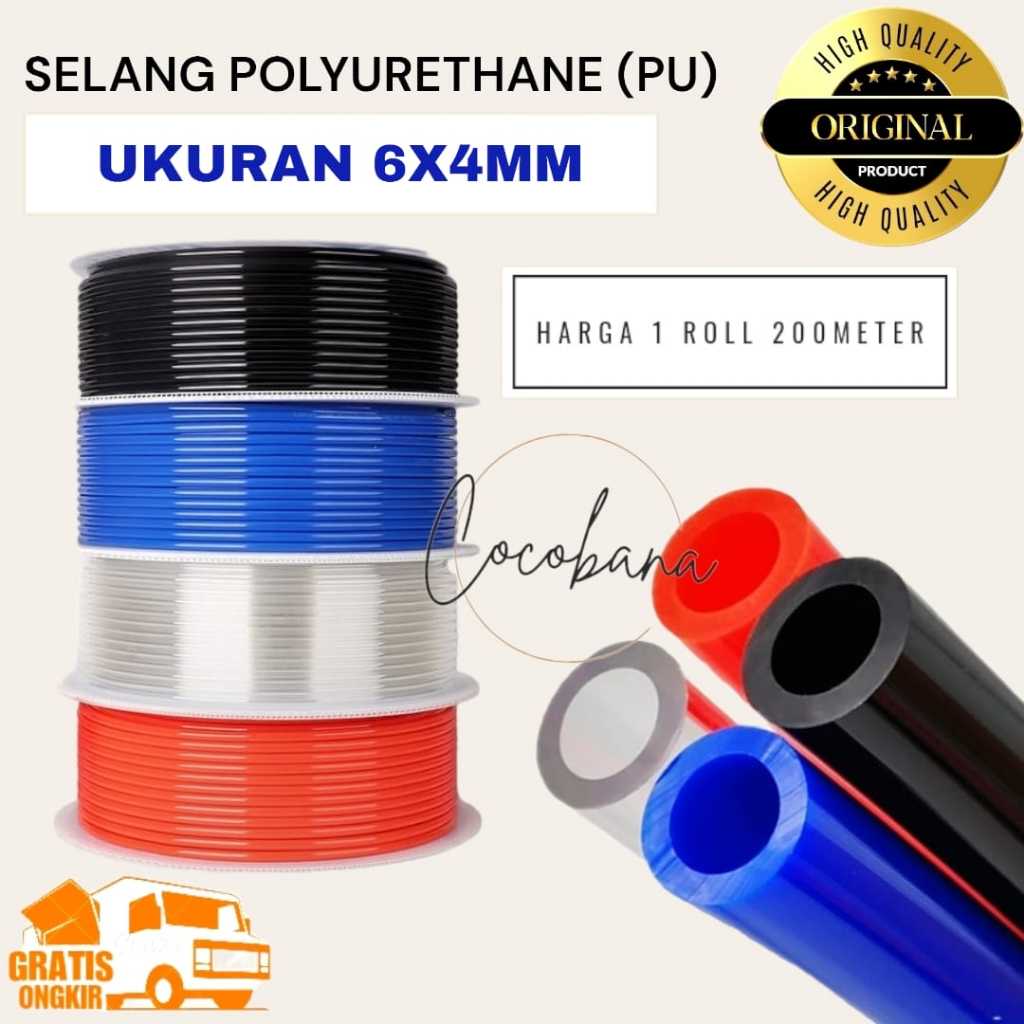 Jual SELANG ANGIN PNEUMATIC 6x4MM PU HOSE SELANG POLYURETHANE (PU) | Shopee Indonesia