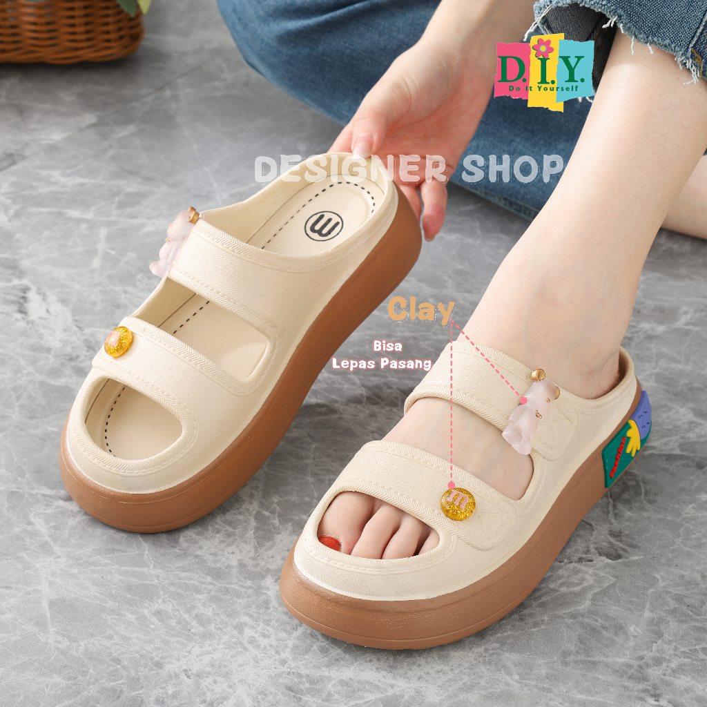Jual Sandal Wanita Ban Dua Kancing Carly Premium IMPORT Terbaru Sendal ...