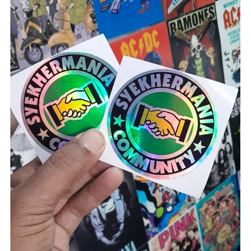 Jual stiker syekermania community efek pelangi anti air | Shopee Indonesia
