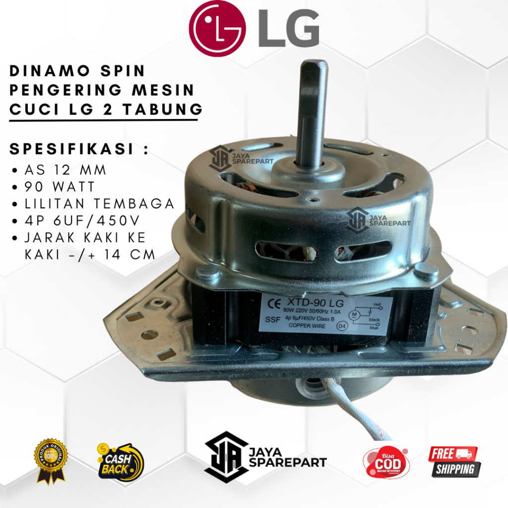 Jual Dinamo Spin Pengering Mesin Cuci LG 2 Tabung | Dinamo Motor LG | CU Lilitan Tembaga ...