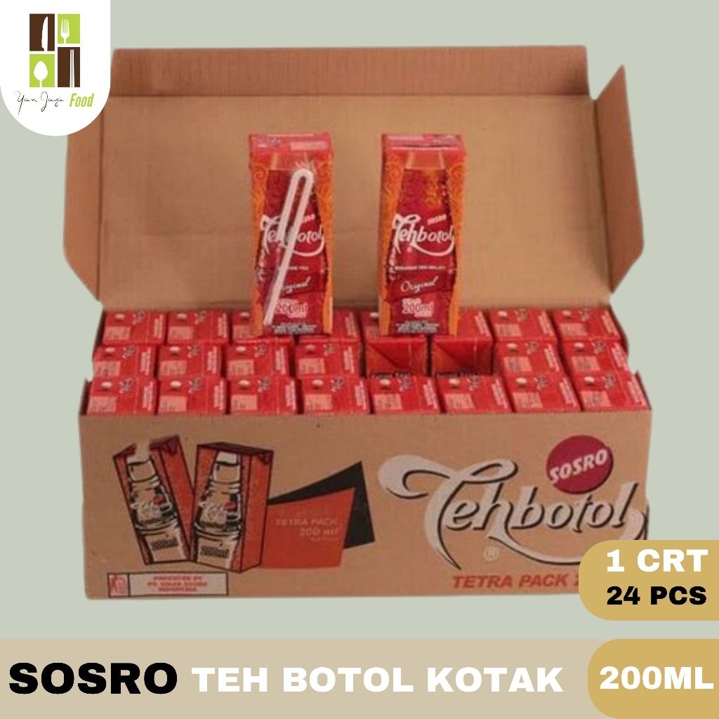 Jual Teh Botol Sosro / Teh Botol Original / Kemasan Kotak 200 ML 1 KARTON / 24 PCS | Shopee ...