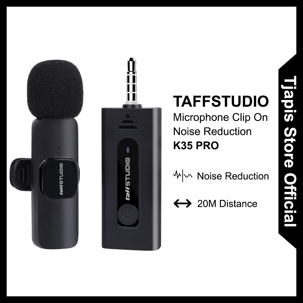Jual TAFFSTUDIO CLIP ON MIC WIRELESS NOICE REDUCTION VLOGGING SINGING 3.5MM 1 MICROPHONE - K35 ...