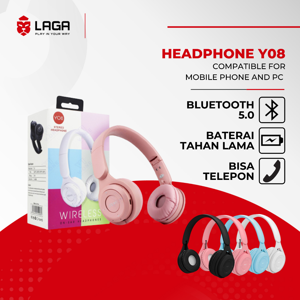 Jual Headset Candy Macaron Wireless Bluetooth Y08 Bando Stereo Xtra Bass Headphone Earphone ...