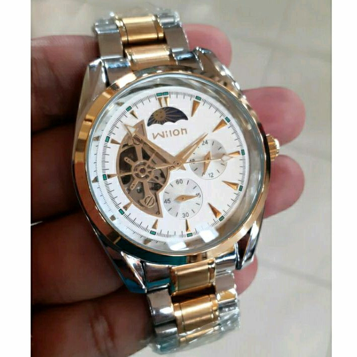 Jual JAM BARU WILON AUTOMATIC OPEN HEART,MOON PHASE,SUB SECOND,AM/PM ...