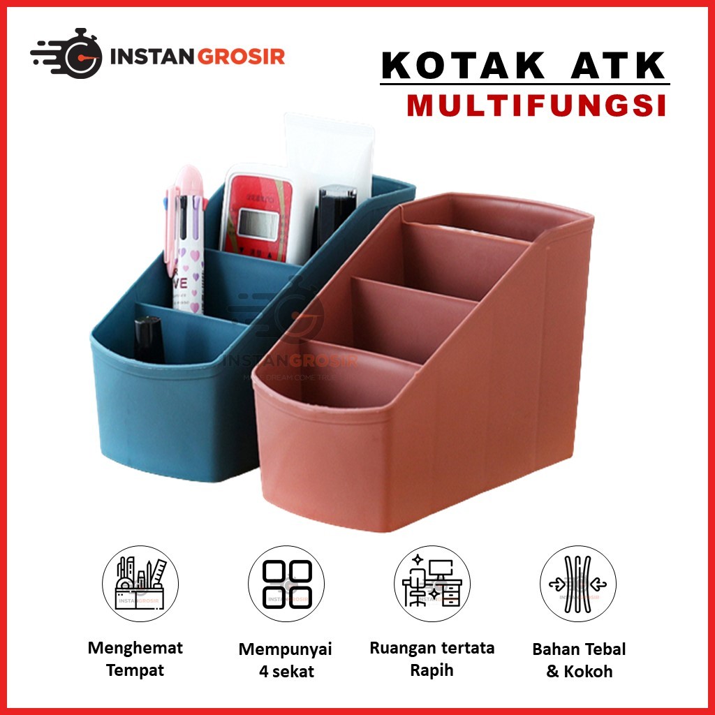 Jual Kotak ATK Wadah penyimpanan 4 sekat tempat pulpen pensil ...