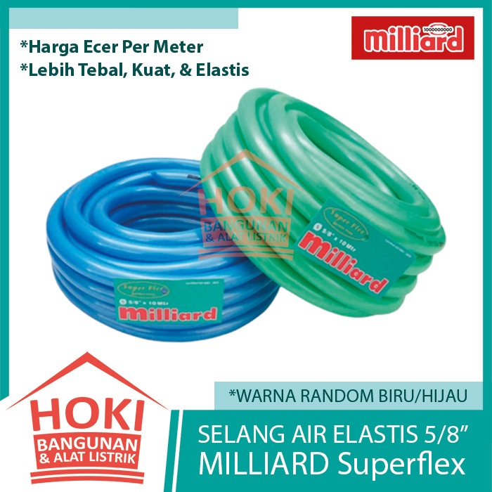 Jual SELANG AIR 5/8" MILLIARD SUPERFLEX Elastis Tebal Kuat Metalik - Meteran Eceran Per Meter ...