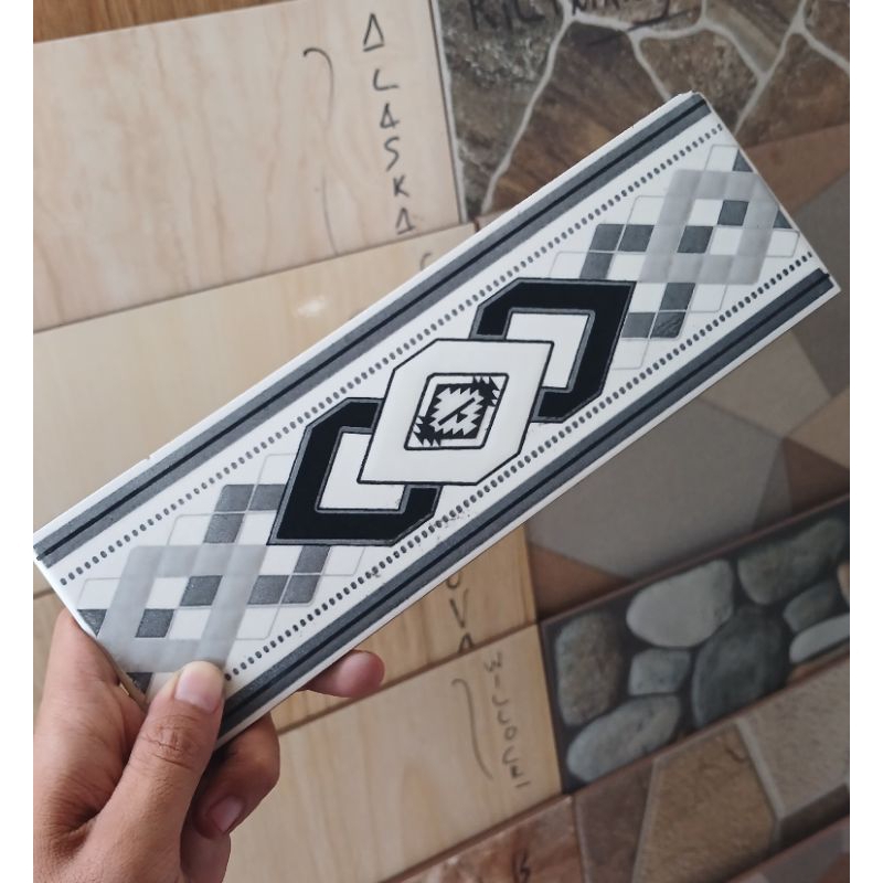 Jual List keramik dinding uk 8x25 Alfa grey | Shopee Indonesia