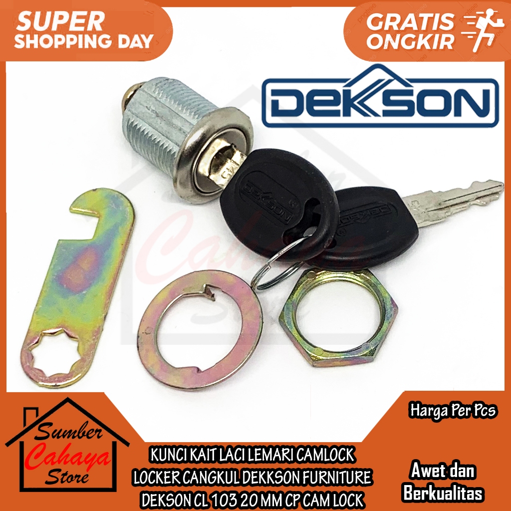 Jual Camlock Dekkson CL 103 20MM CP Kunci Laci Cam Lock Furniture Kabinet CL103 Dekson DKS 20 MM ...