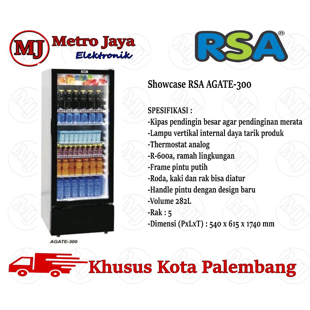 Jual Showcase RSA AGATE-300 pendingin minuman 282 liter 5 Rak AGATE 300 ...
