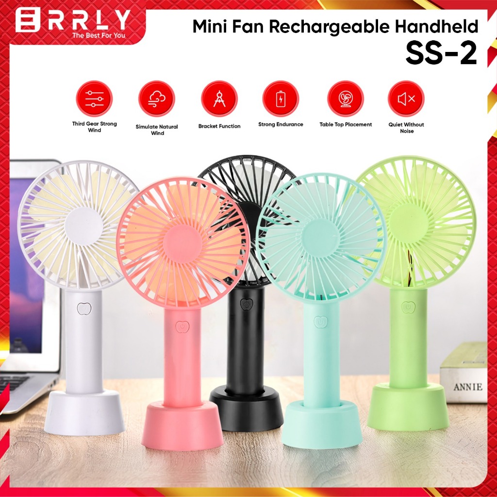 Jual ERRLY Kipas Angin Mini Portable S2 Macaron 3 Gear Bisa Stand Bahan ...