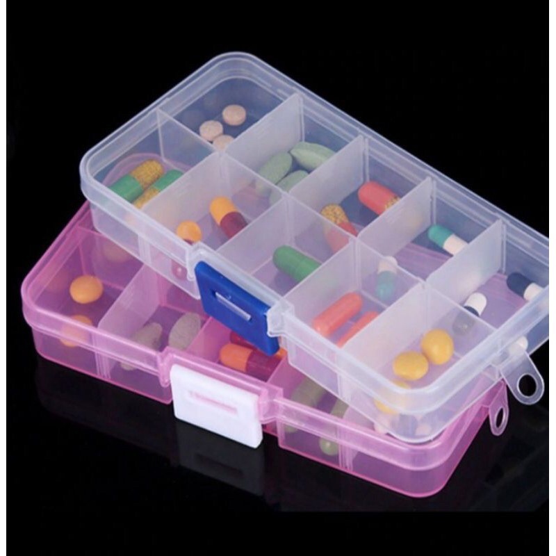 Jual Kotak Penyimpanan Kotak Obat 10 Sekat Plastik / Tempat Kotak ...
