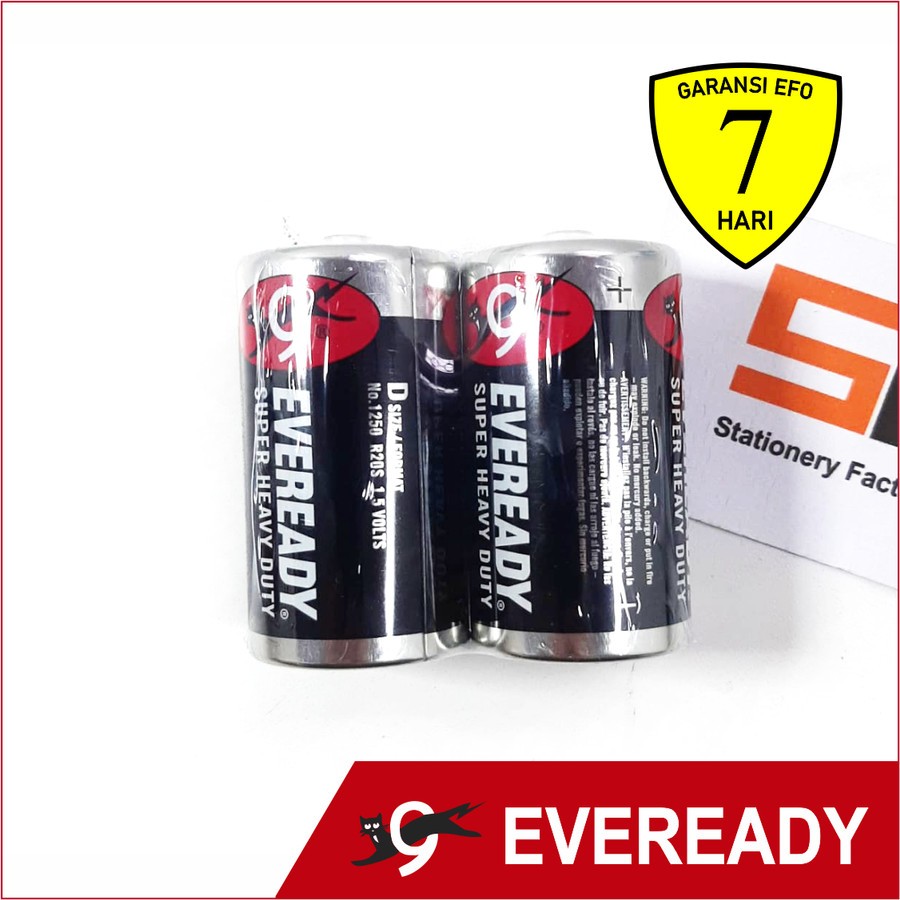 Jual Baterai Eveready Besar isi 2 Hitam - D Size Dry Cell Battery No ...