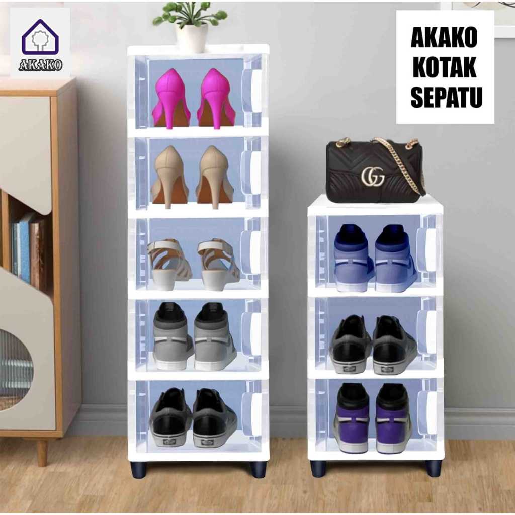 Jual AKAKO Rak Sepatu Tertutup Lemari Sepatu Plastik Transparan Tebal ...