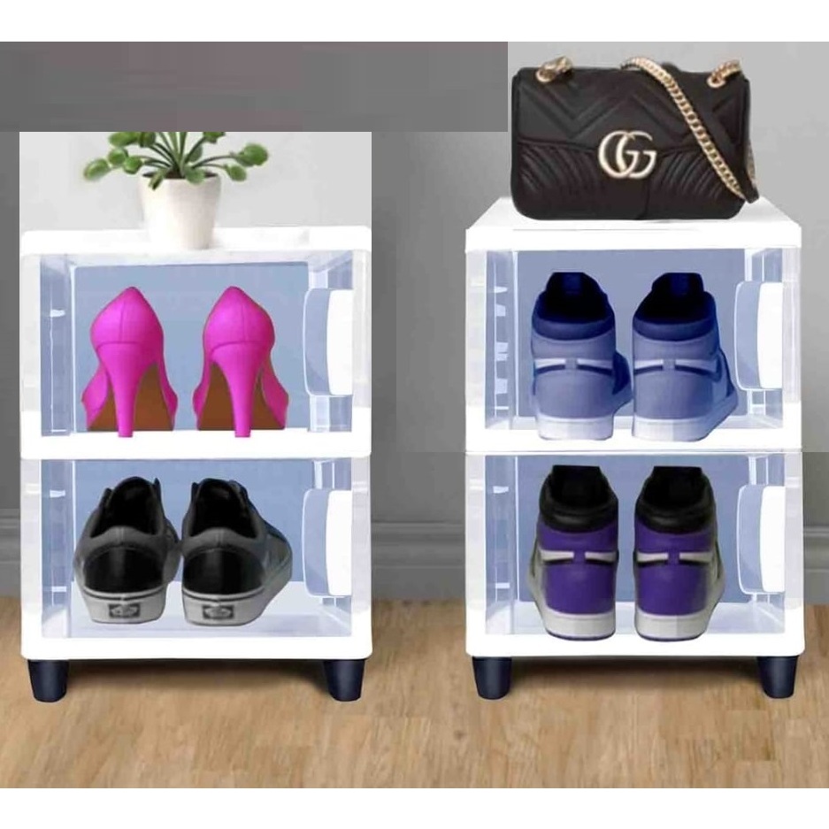 Jual AKAKO Rak Sepatu Tertutup Lemari Sepatu Plastik Transparan Tebal ...