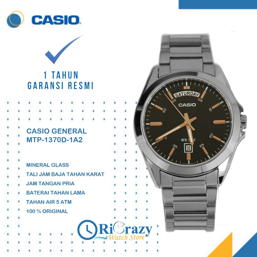 Jual [ Promo ] Jam Tangan Pria Casio Mtp 1370d 1a2 Mtp 1370d Analog Stainless Steel Strap