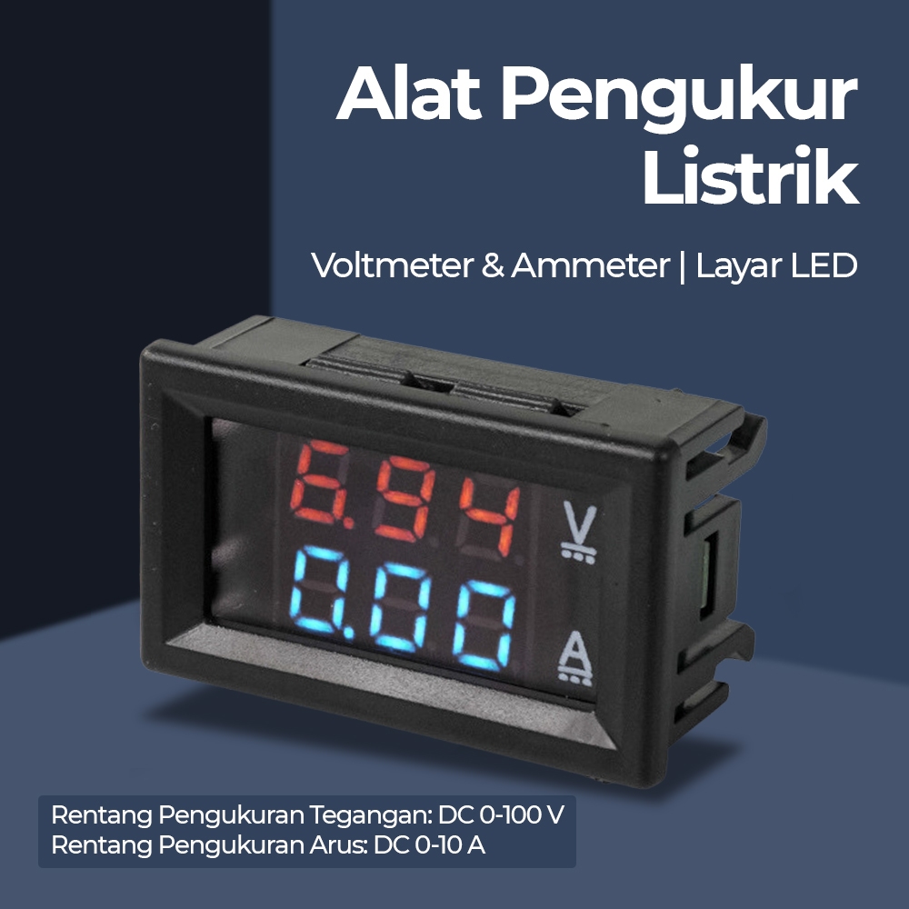 Jual Voltmeter Digital DC 0-100V 10A volt meter Tampilan Ganda Detektor Tegangan 0.28" merah ...