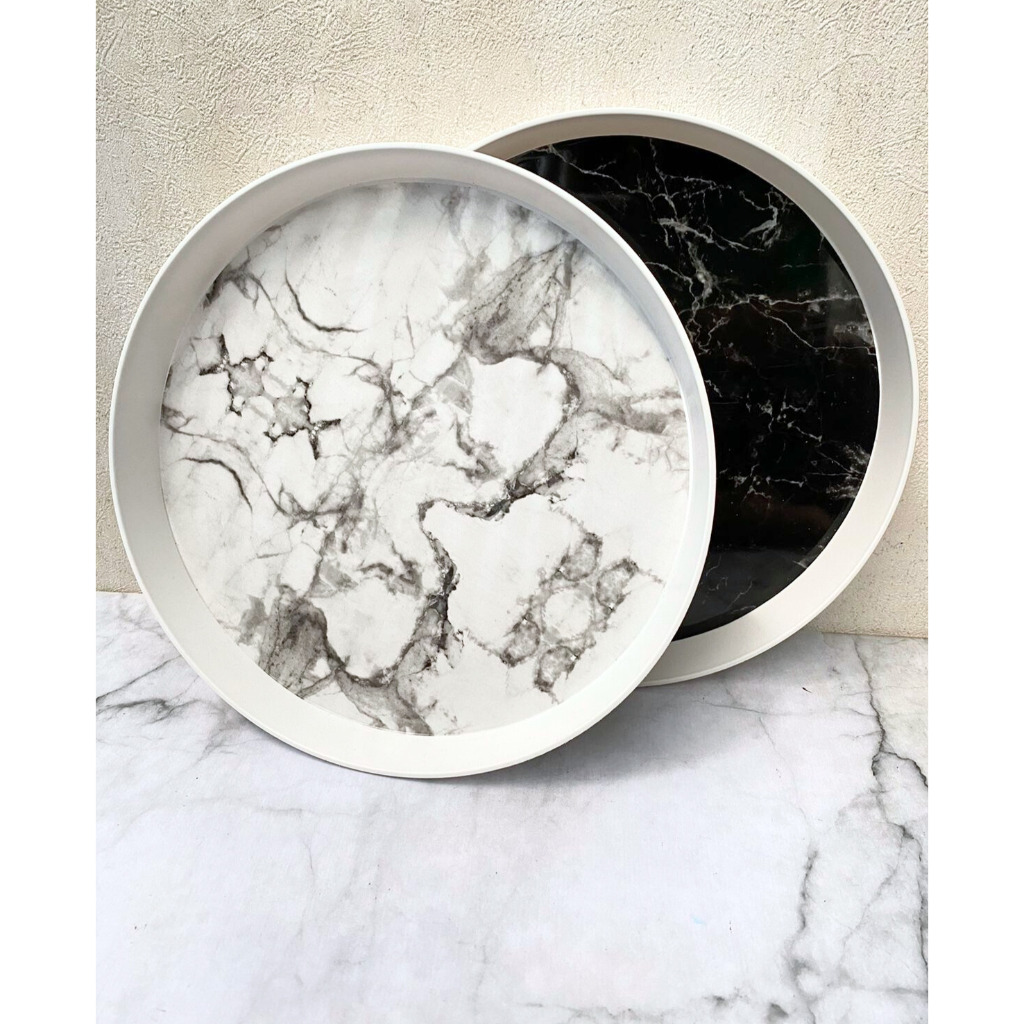 Jual Nampan Tray Marble Bulat Besar Warna Abu/Hitam | Shopee Indonesia
