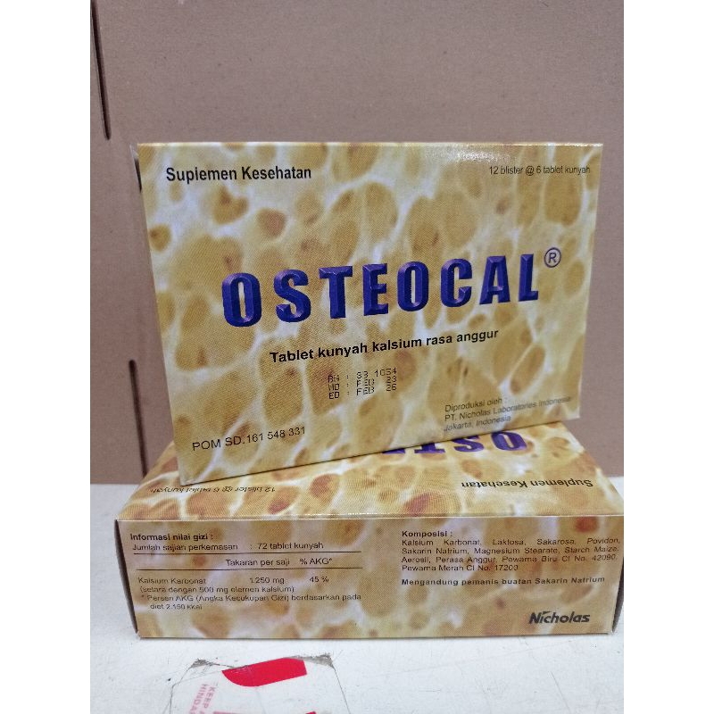 Jual osteocal tablet kunyah kalsium rasa anggur box @72 tablet | Shopee ...