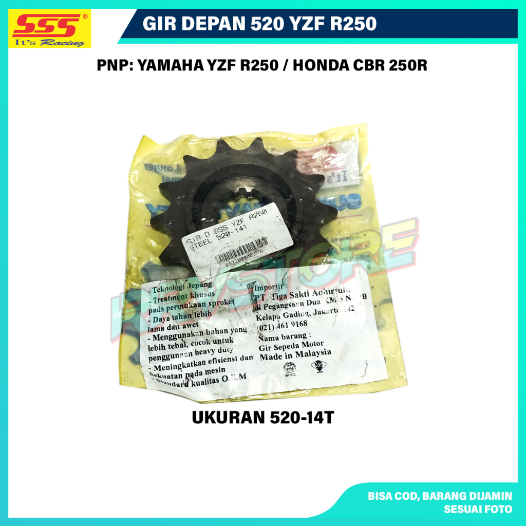 Jual Gir Depan SSS 520 Yamaha YZF R250 / Honda CBR 250 Ukuran 14T Ger ...