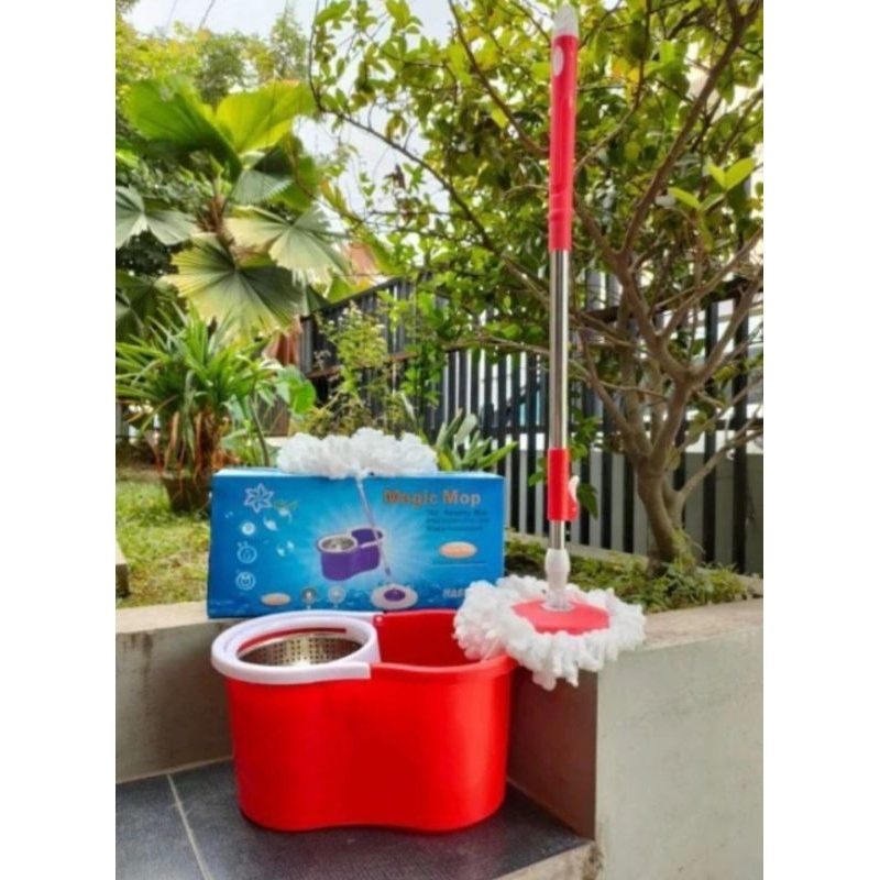 Jual Spin Mop /Super Mop Stainles /Alat pel putar warna merah | Shopee ...