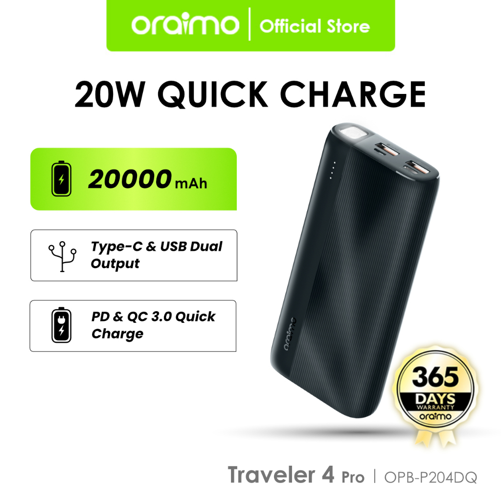 Jual Power Bank Oraimo OPB-P204D Real Capacity 20000 MAH Quick Charger ...