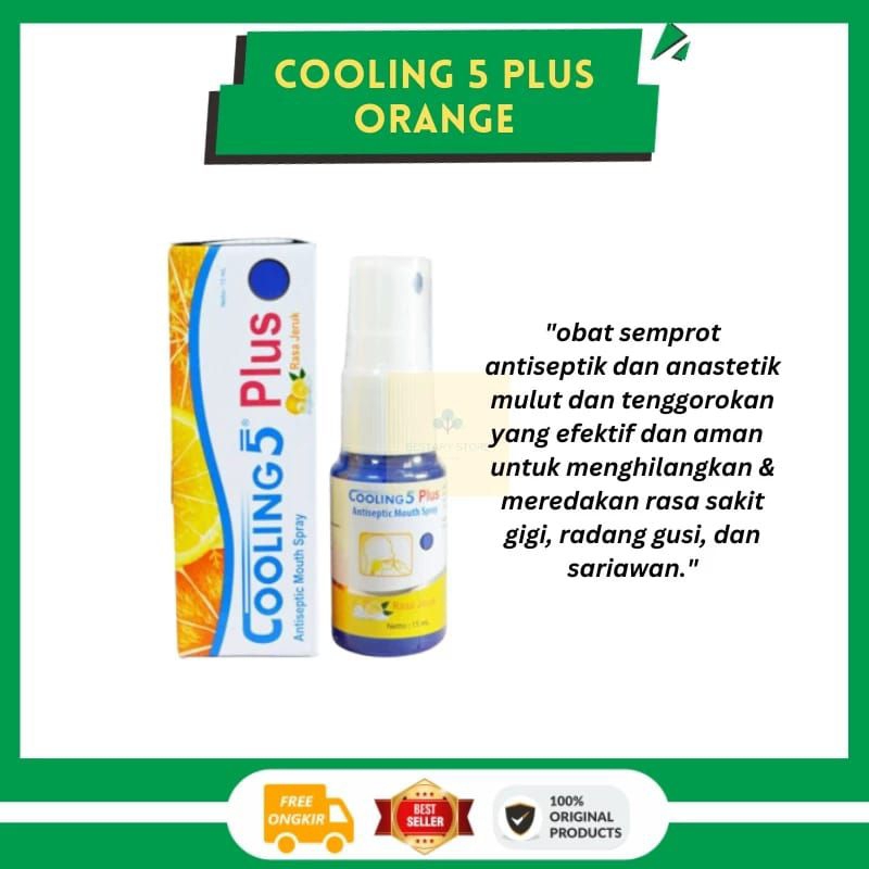 Jual COOLING 5 Plus Orange/Obat Sariawan/Radang Tenggorokan/Sakit Gigi ...