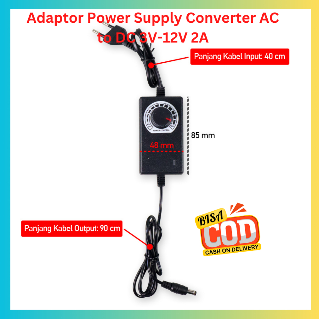 Jual Adaptor Power Supply Converter AC to DC 3V-12V 2A 24 WATT | Shopee Indonesia