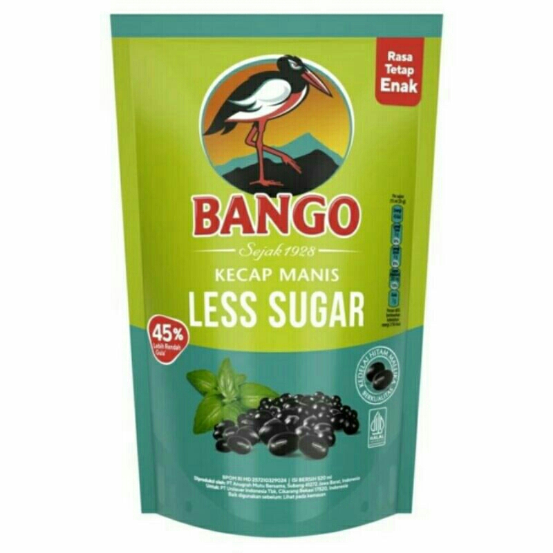 Jual BANGO Less Sugar Light 520 ml Kecap Manis refill Pouch Murah ...