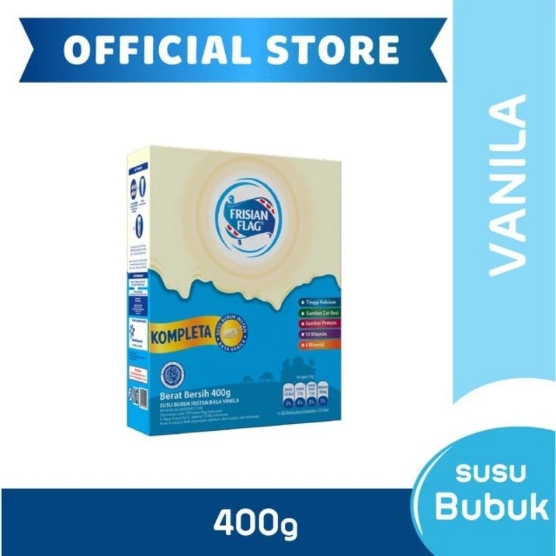 Jual FRISIAN FLAG KOMPLETA VANILA 400GR | SUSU BUBUK BENDERA KOMPLETA ...