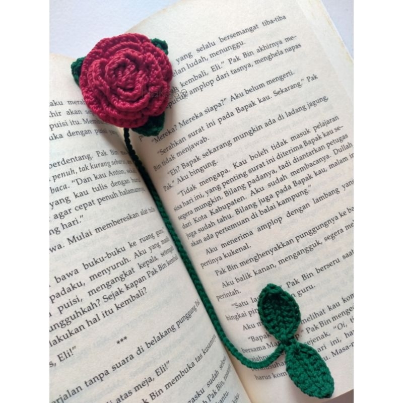 Jual Rose Crochet Bookmark || Pembatas Buku Rajut Bunga Mawar | Shopee ...