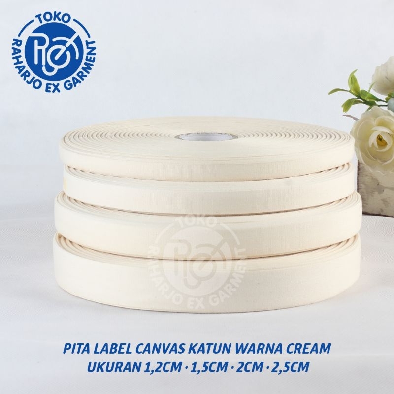 Jual pita label canvas bahan katun halus, isi 100 meter | Shopee Indonesia