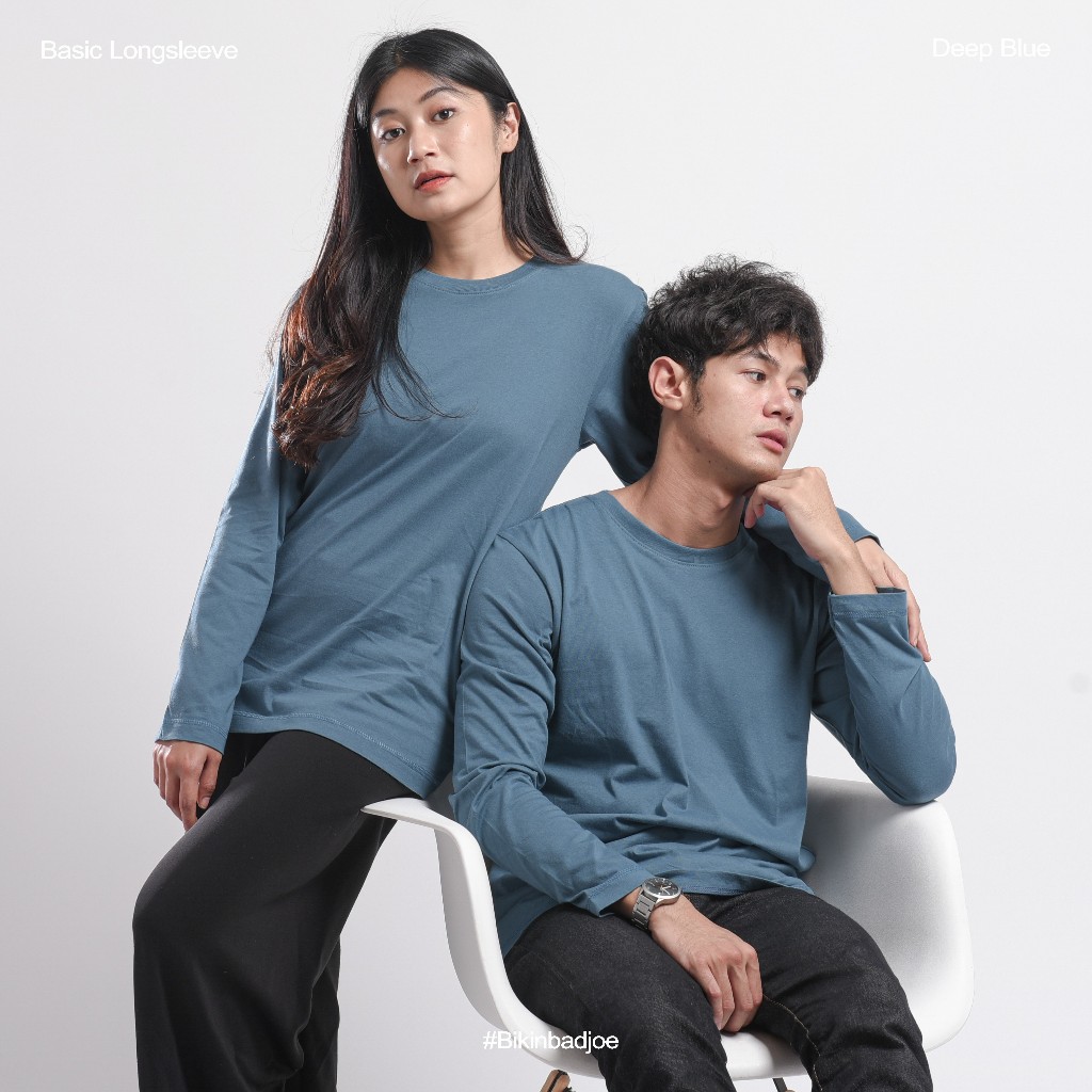 Jual WARNA DEEP BLUE - Kaos Polos Cotton Premium - Lengan Panjang Pria ...