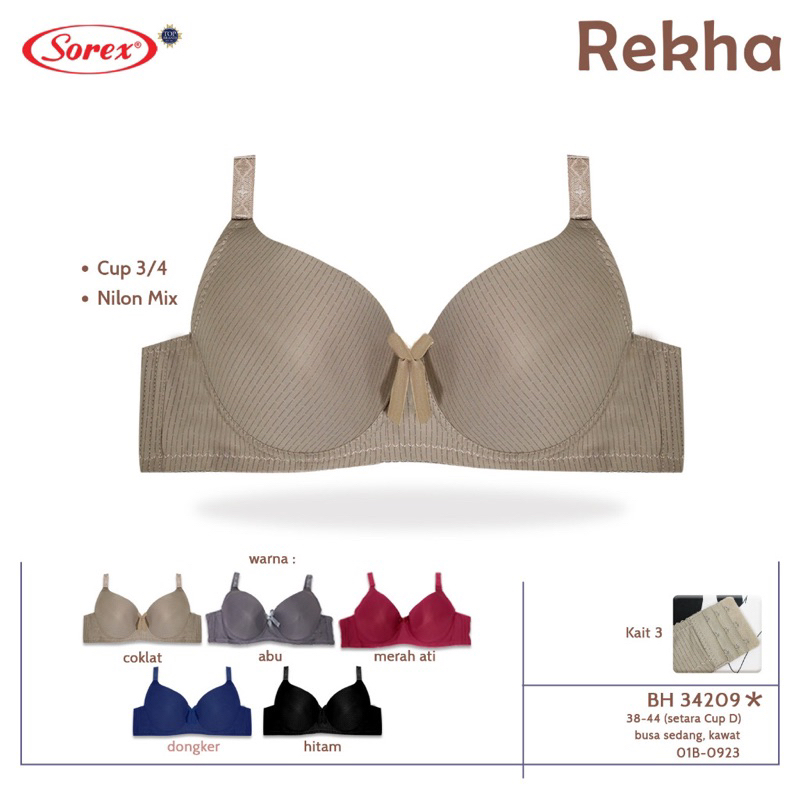 Jual Bra sorex 34209 cup D busa tipis pakai kawat kait 3 tekstur ...