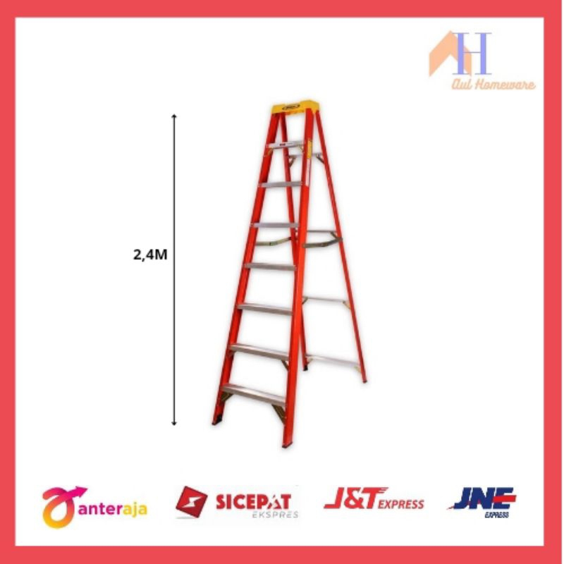 Jual Krisbow Tangga Fiber Glass 6 Step Dan 8 Step Merah | Shopee Indonesia