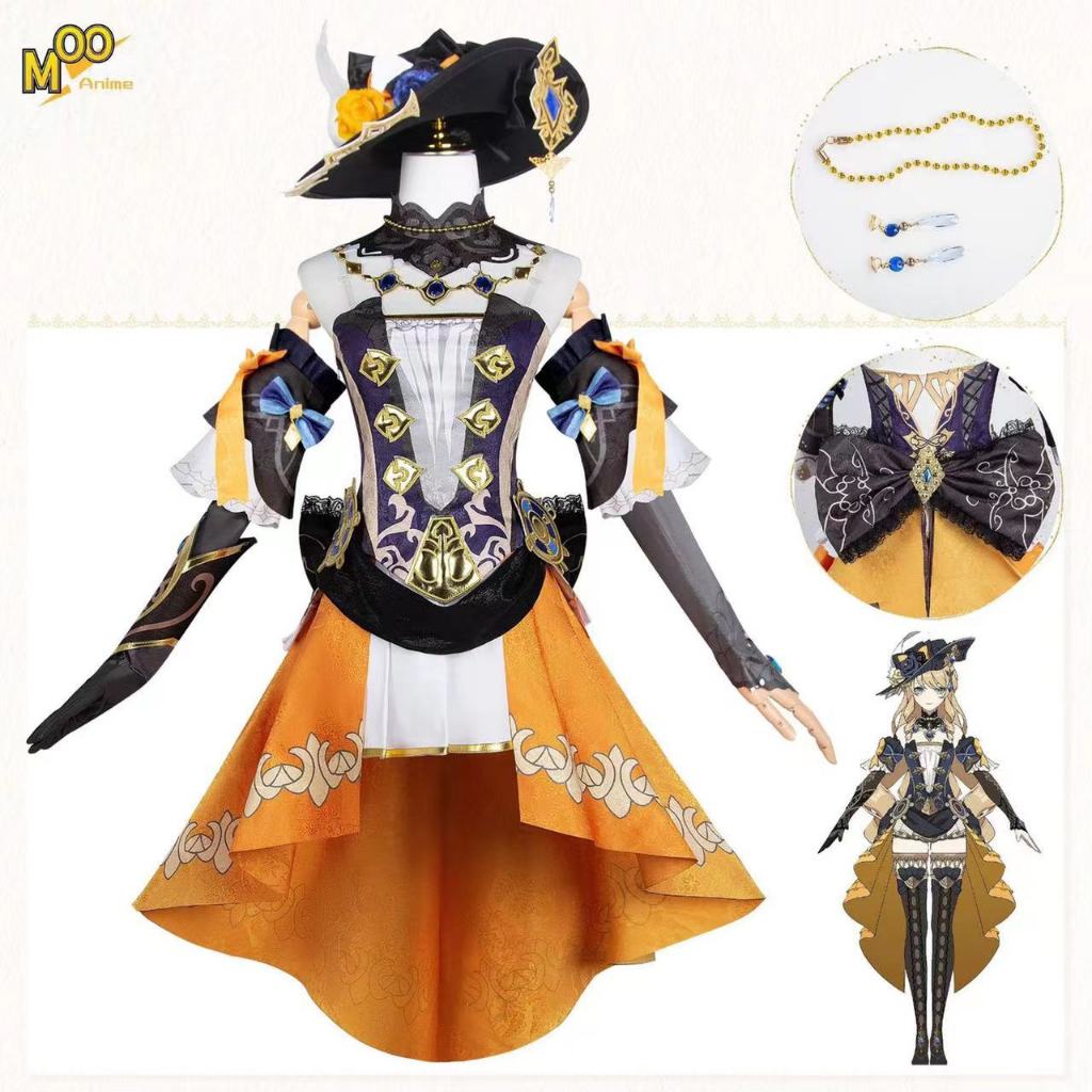 Jual Genshin Impact cosplay costume Navia cosplay Set and wig and shoes ...