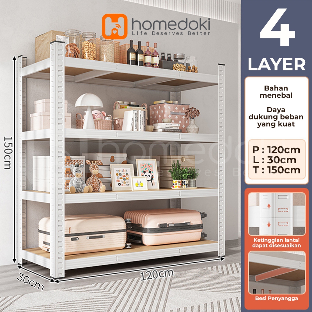 Jual Homedoki Rak penyimpanan 5 tingkat / 5 susun Rak gudang Serbaguna ...
