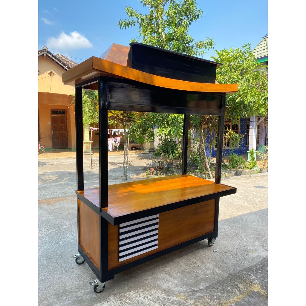 Jual Gerobak booth jualan / gerobak jualan korea/ gerobak bakso seafood ...