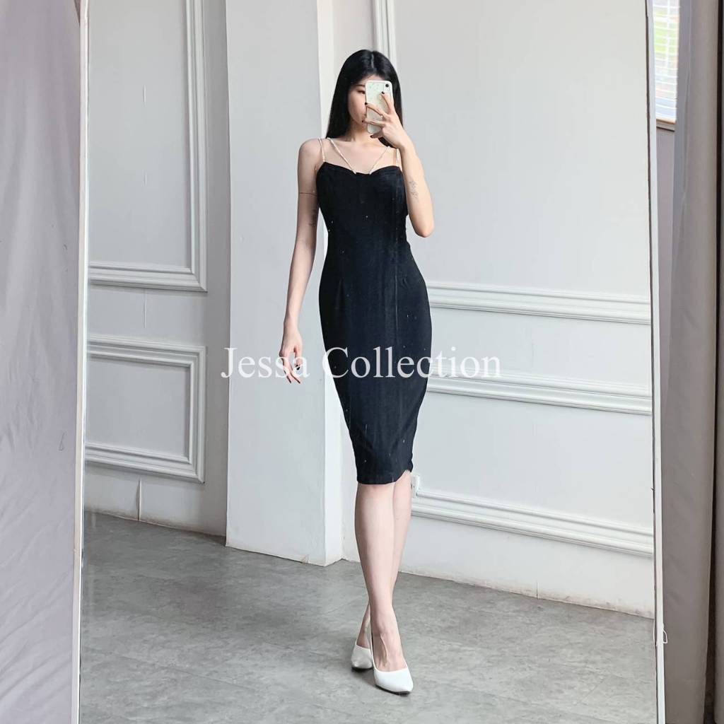 Jual Diamond Strap Dress FG Gaun Wanita Simple Tanpa Lengan Bodycone ...