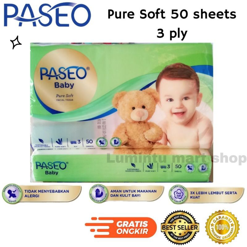 Jual Paseo Baby Pure Soft 50 sheets 3 ply. Tissue praktis Paseo ...